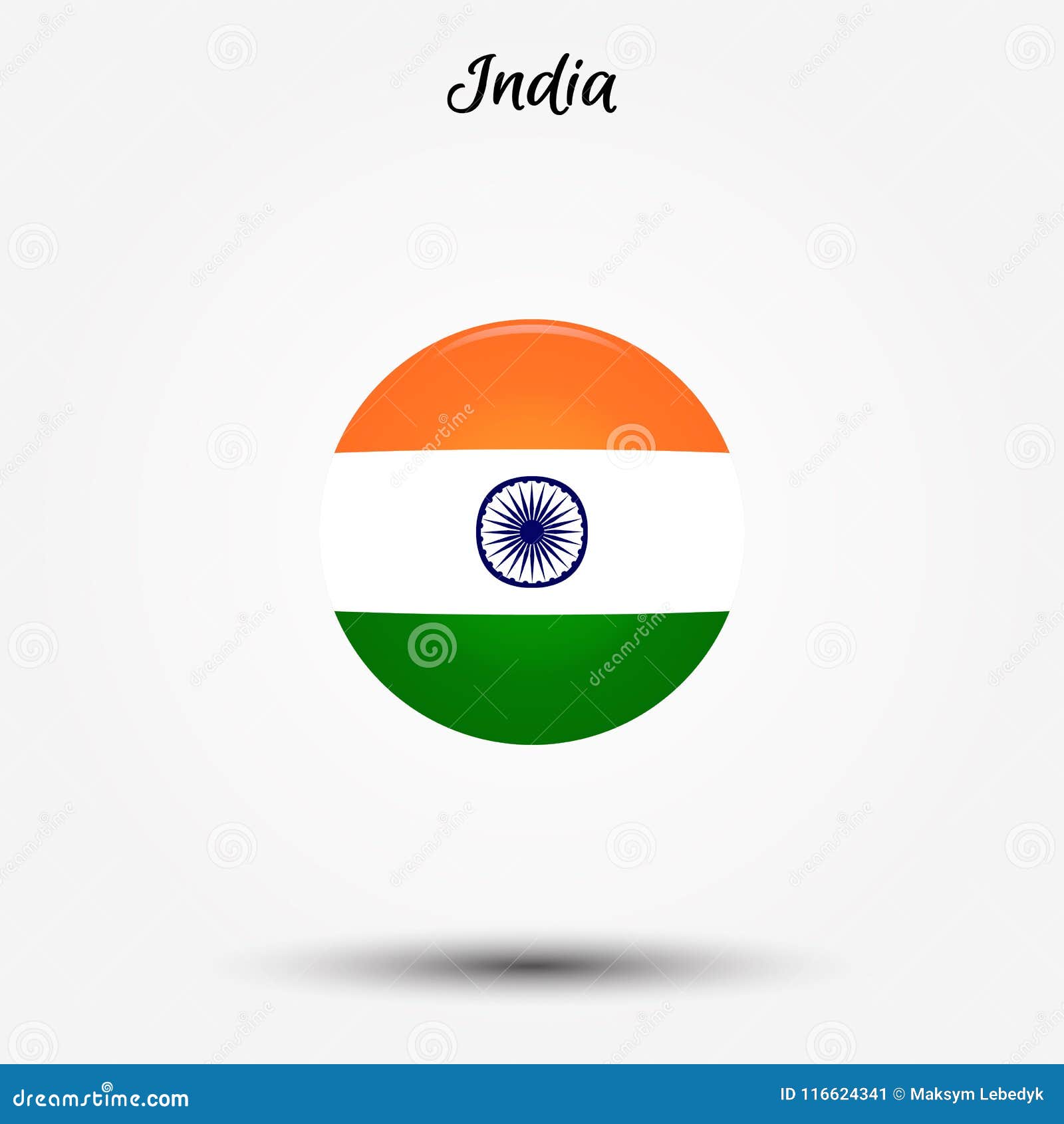 Flag of India icon stock illustration. Illustration of circle - 116624341