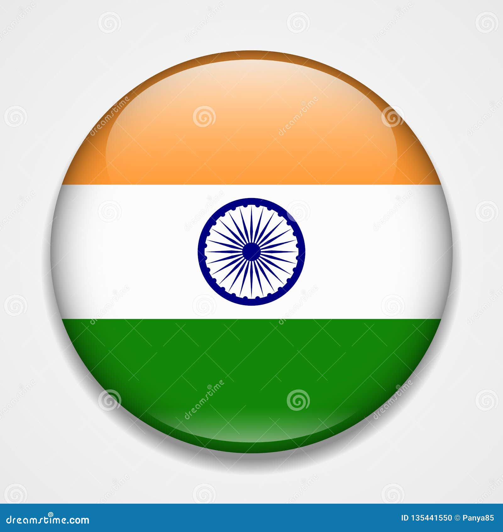 Flag of India. Round Glossy Badge Stock Vector - Illustration of ...