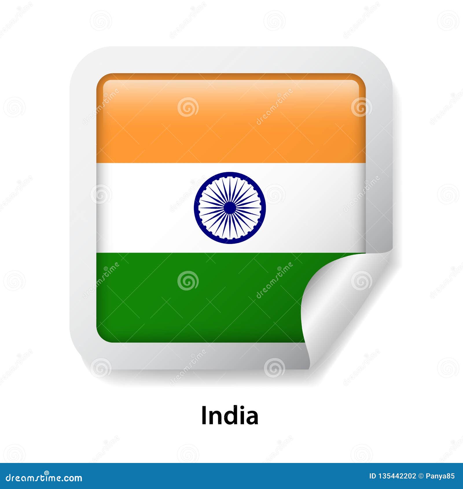 Flag of India. Round Glossy Sticker Stock Vector - Illustration of ...