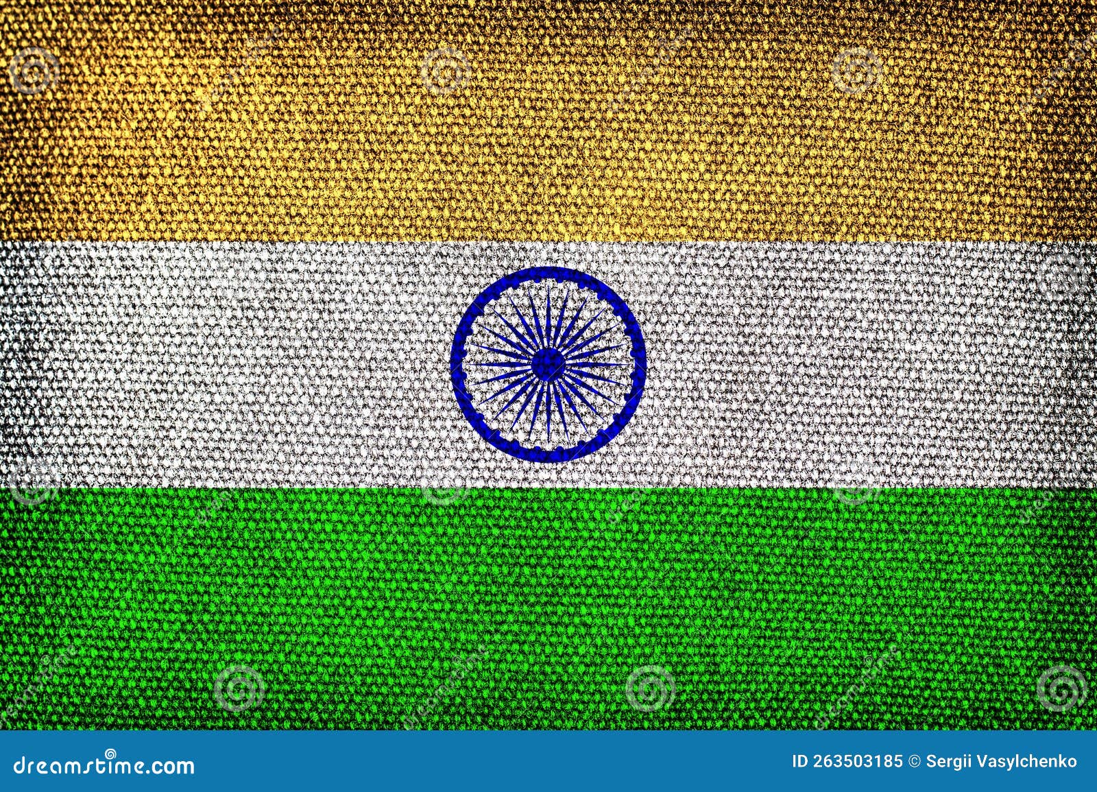 Flag of India with the Texture of Rough Fabric. Stock Illustration ...