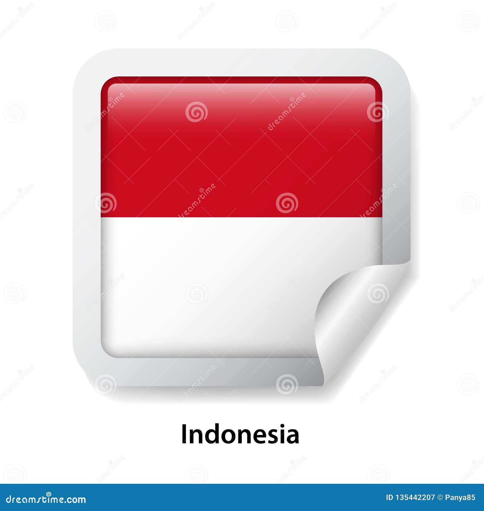 Flag of Indonesia. Round Glossy Sticker Stock Vector - Illustration of ...