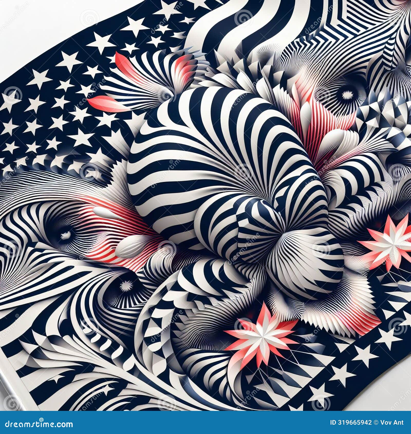 111 36. a Flag Inspired by the Art of Op-art, with Optical Illu Stock ...