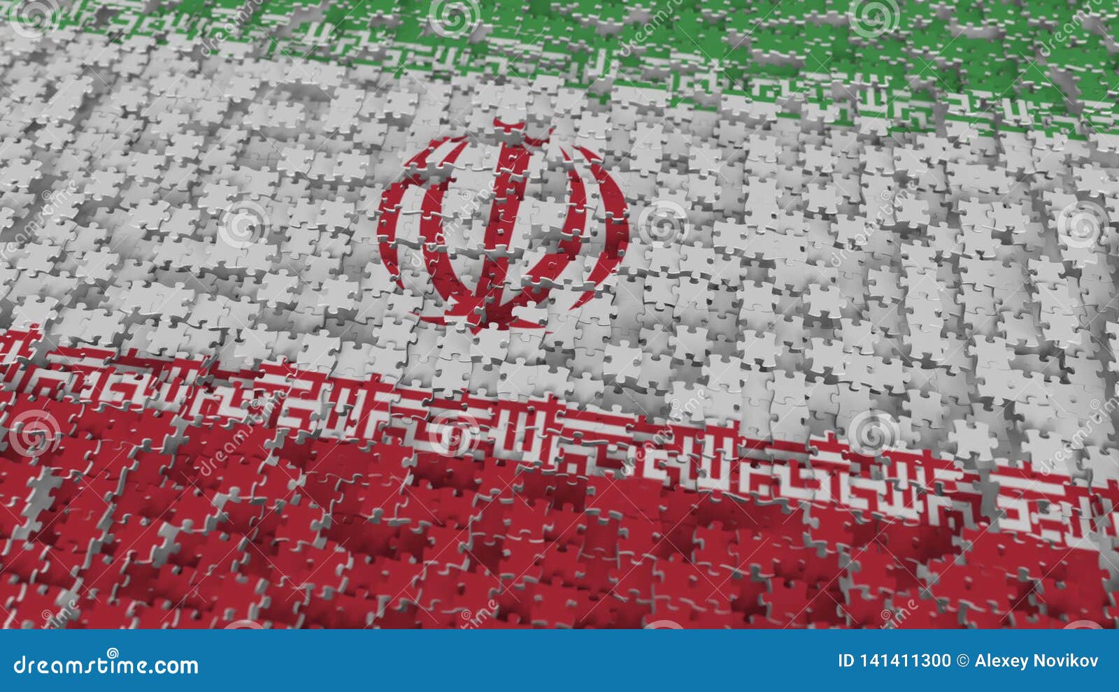 Flag of Iran Being Made with Jigsaw Puzzle Pieces. Iranian Problem ...