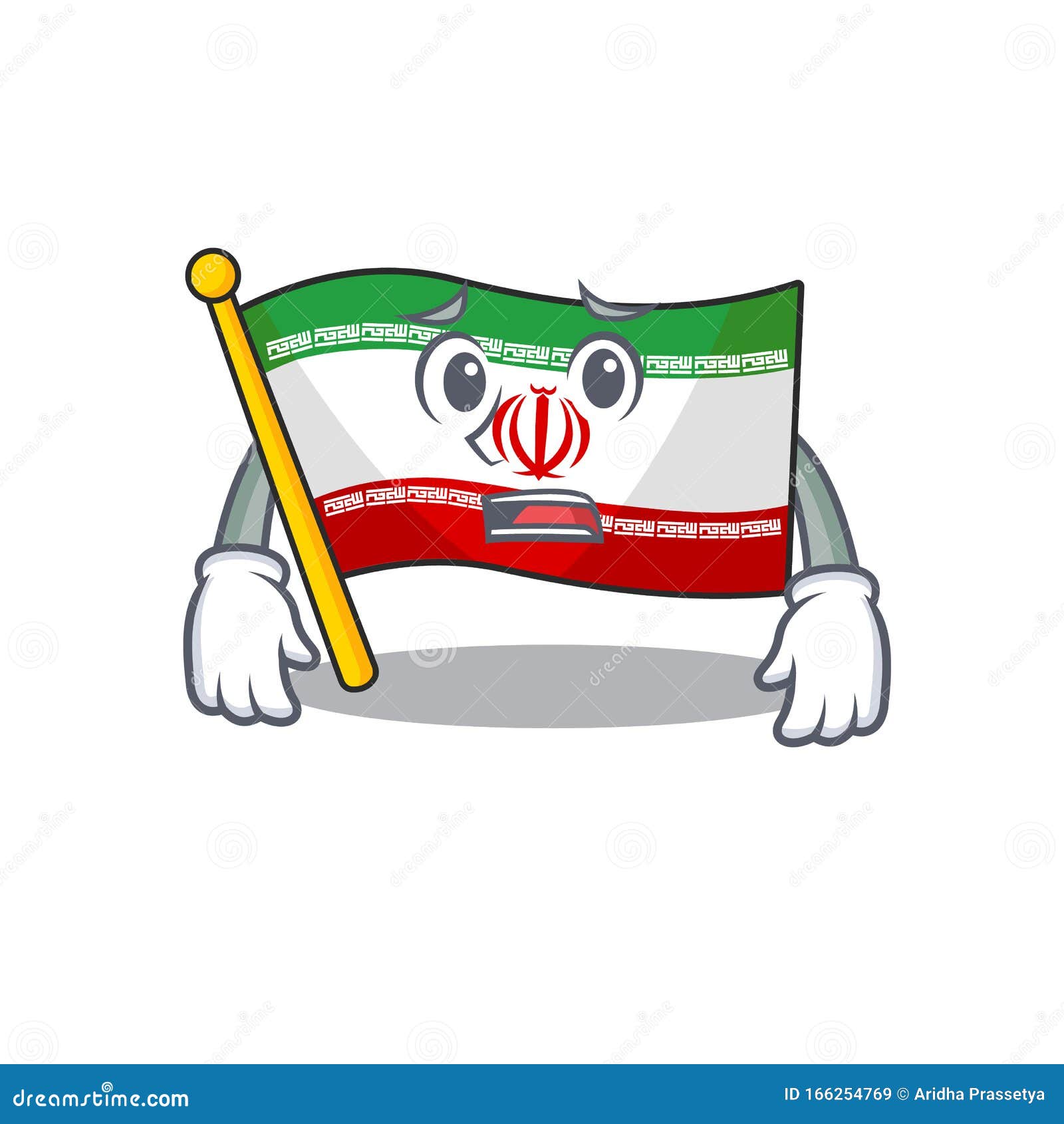 Flag Iran Cartoon Character Showing Afraid Look Face Stock Vector ...