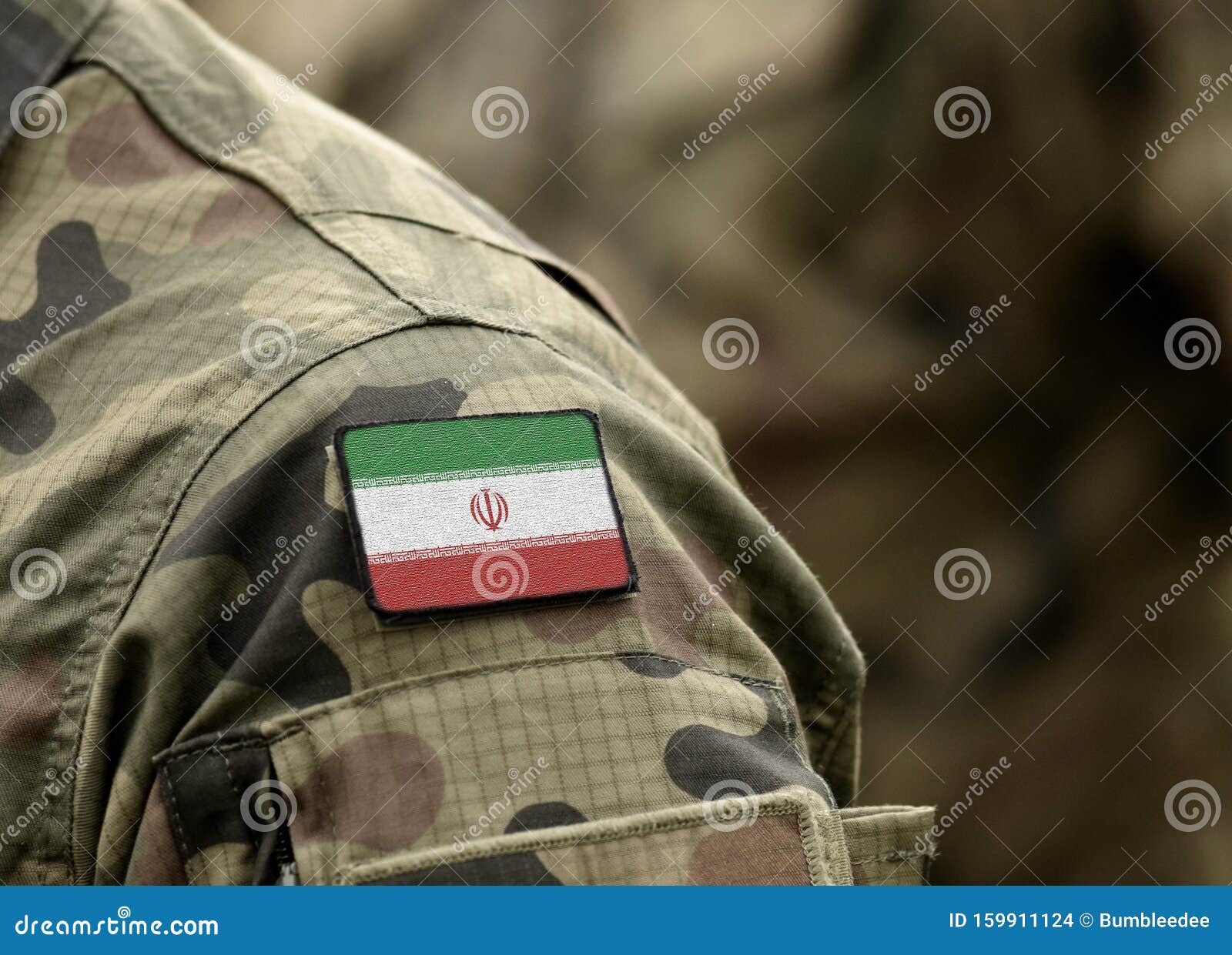 Flag of Iran on Military Uniform Collage Stock Photo - Image of ...