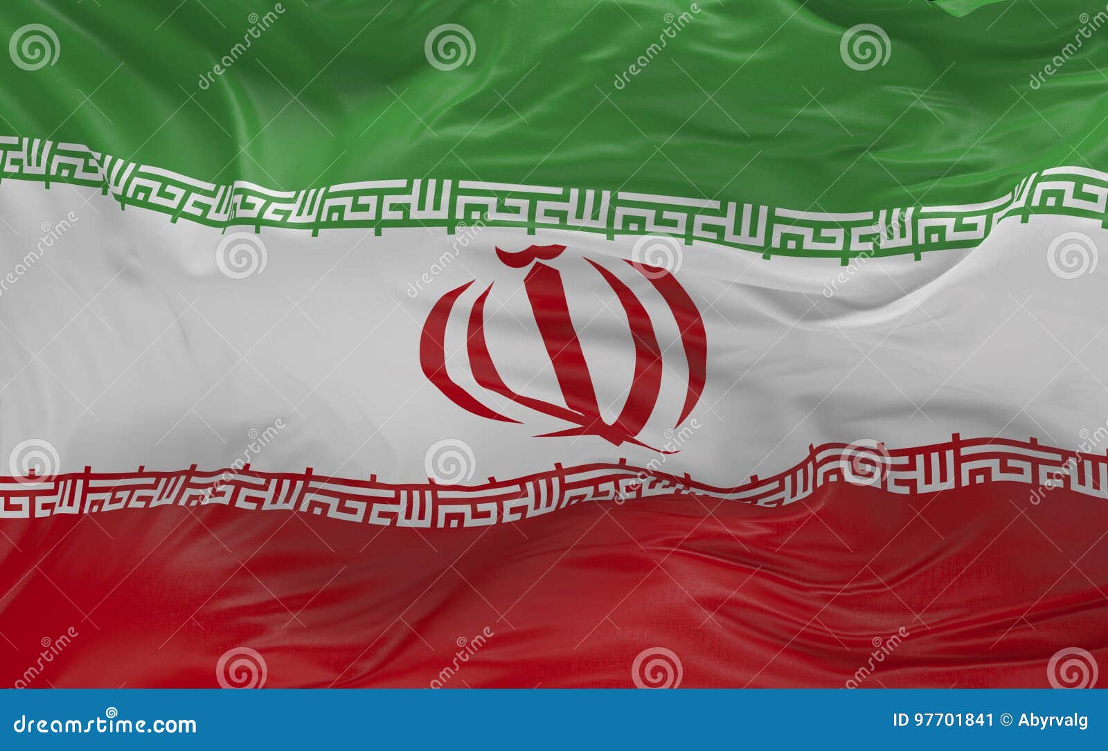 Flag of the Iran Waving in the Wind 3d Render Stock Illustration ...