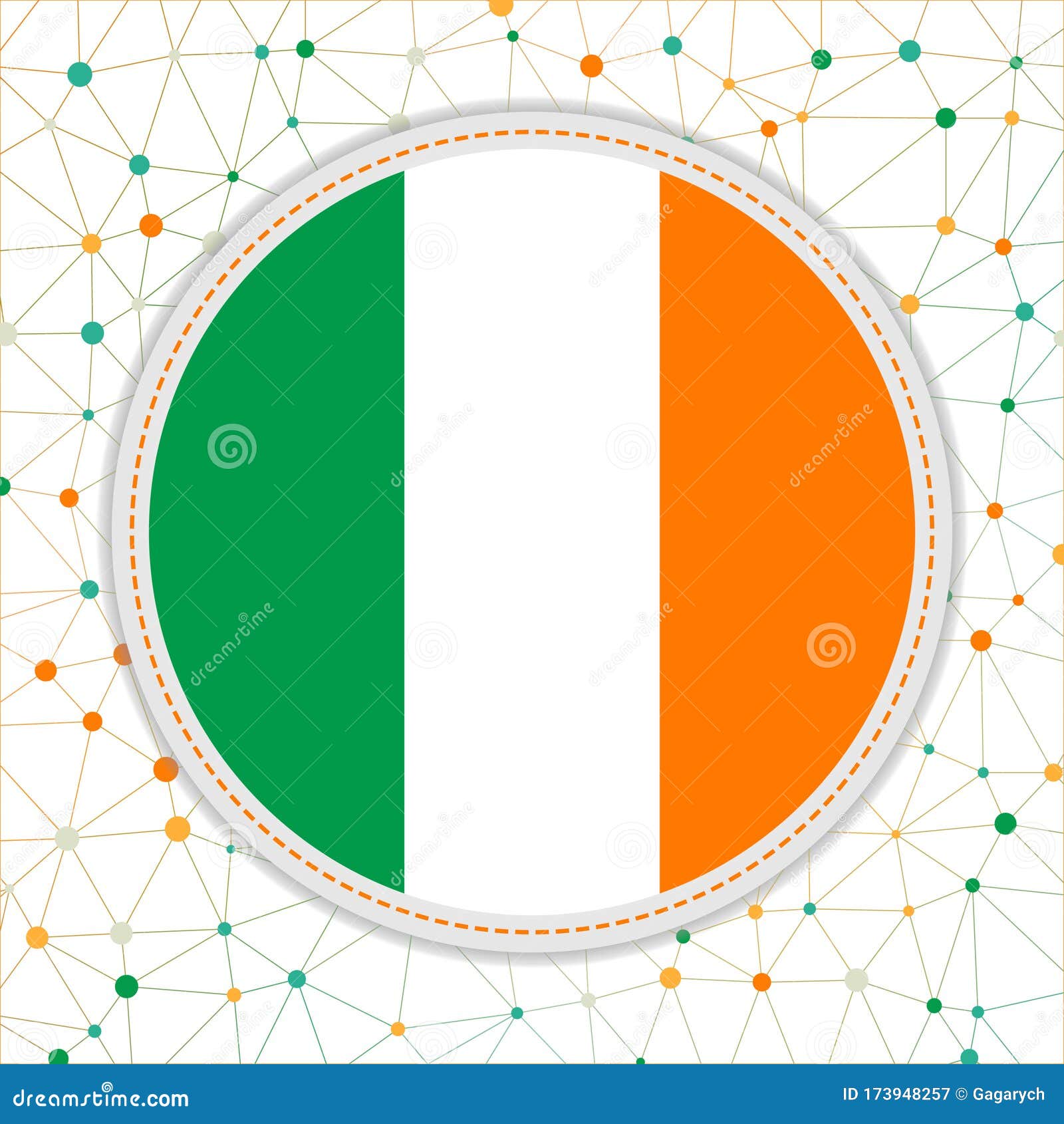 Flag of Ireland with Network Background. Stock Vector - Illustration of ...
