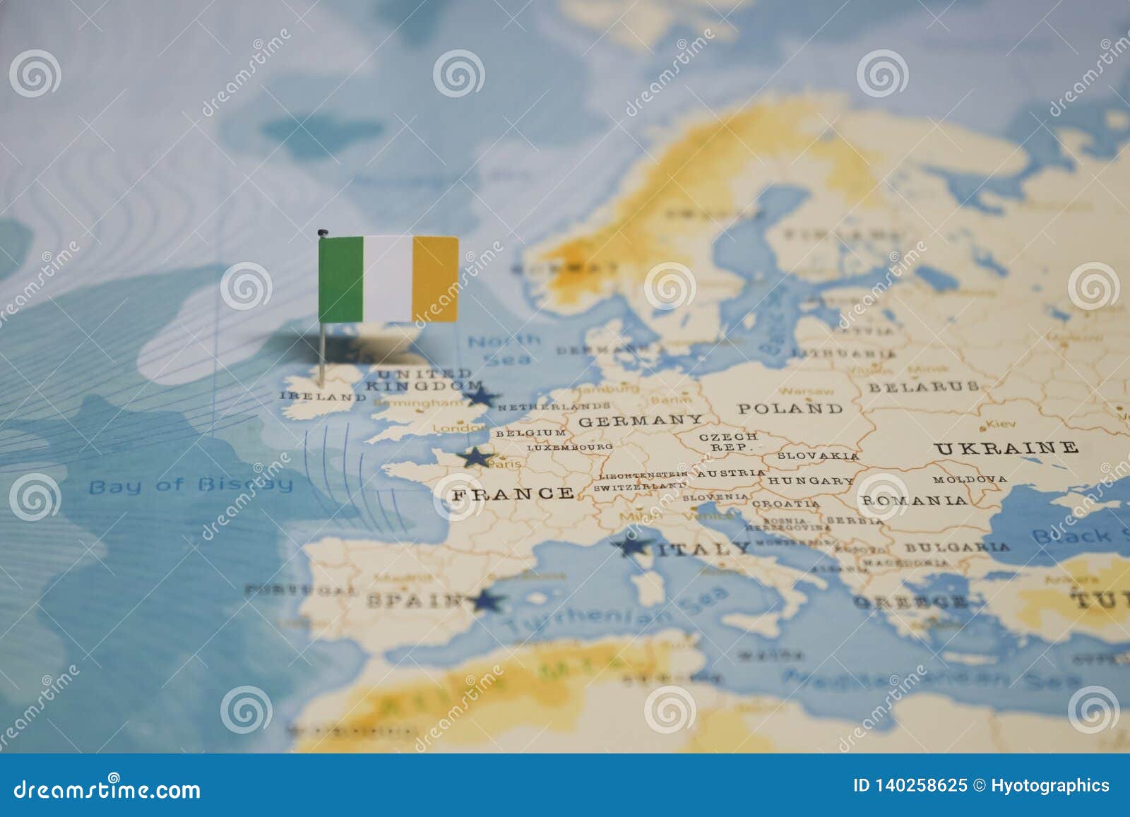 The Flag of Ireland in the World Map Stock Image - Image of nation ...
