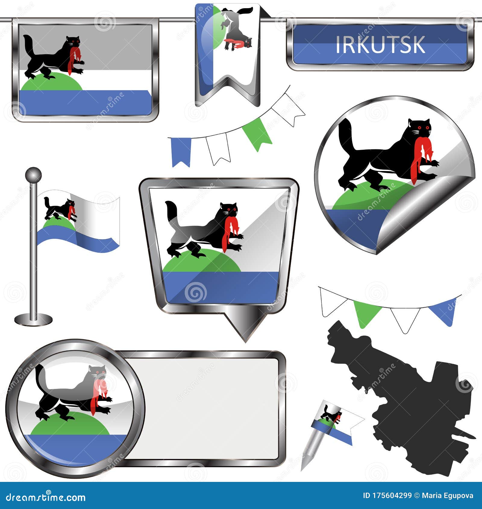 Flag of Irkutsk, Russia stock vector. Illustration of russia - 175604299