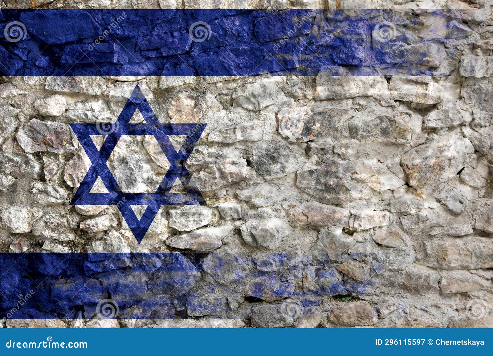 Flag of Israel Painted on Old Stone Wall Stock Image - Image of blue ...