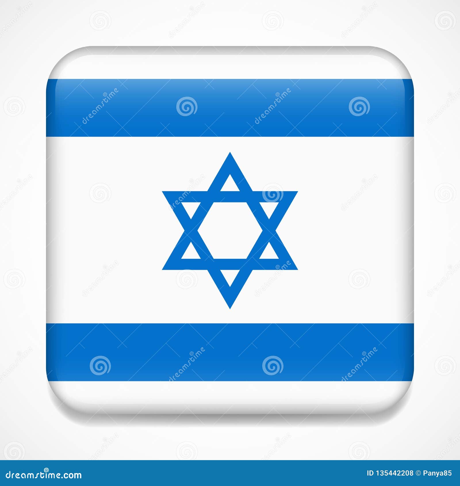 Flag of Israel. Square Glossy Badge Stock Vector - Illustration of ...