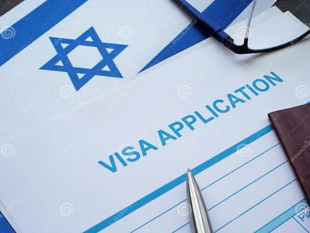 Flag of Israel and a Visa Application Form. Stock Image - Image of ...