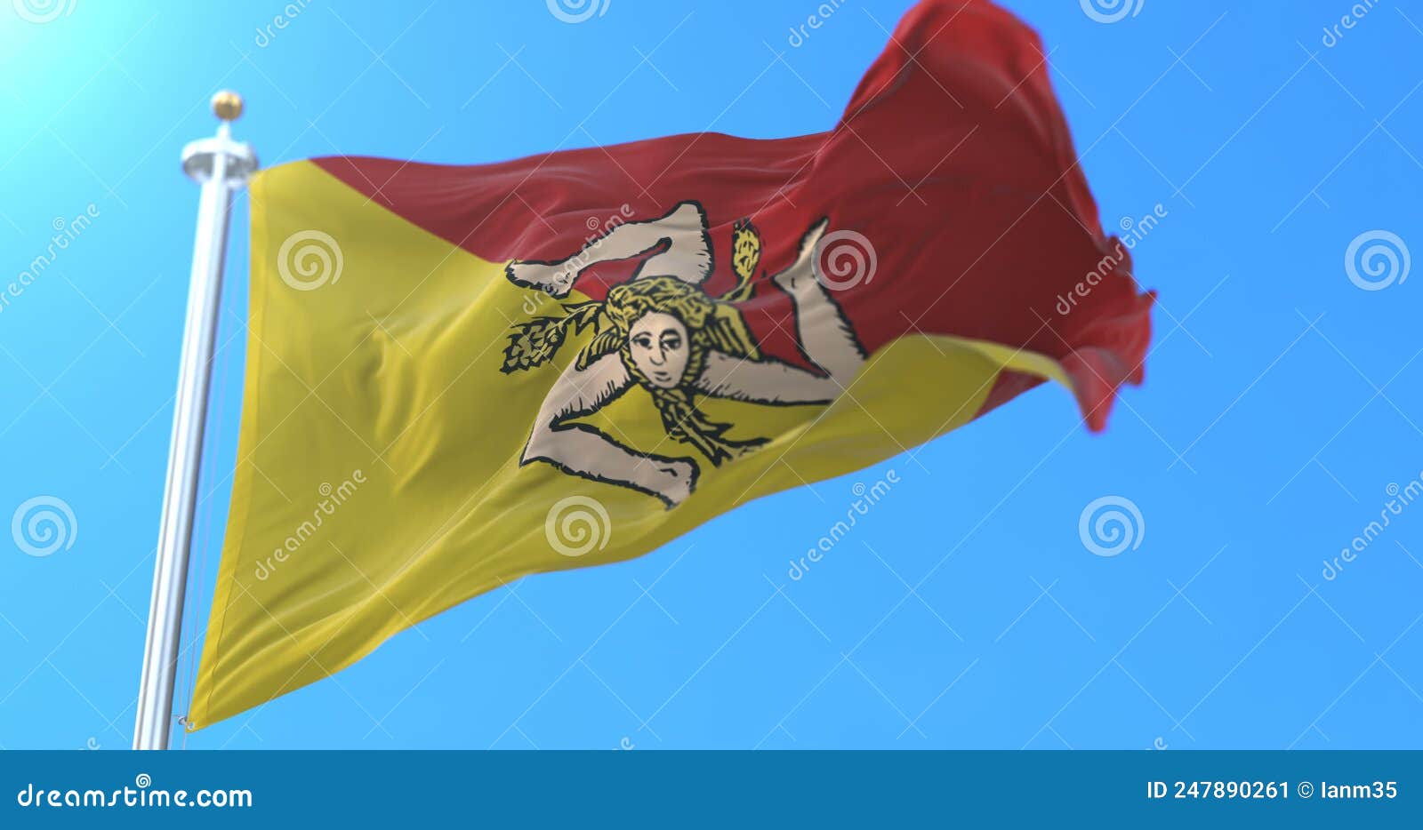 Flag of the Italian Region of Sicily, Italy. Loop Stock Video - Video ...