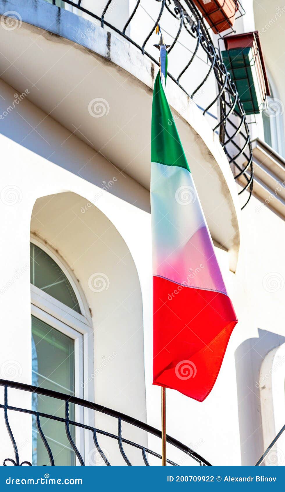 Flag of Italy on the Balcony of the House Stock Photo - Image of italy ...