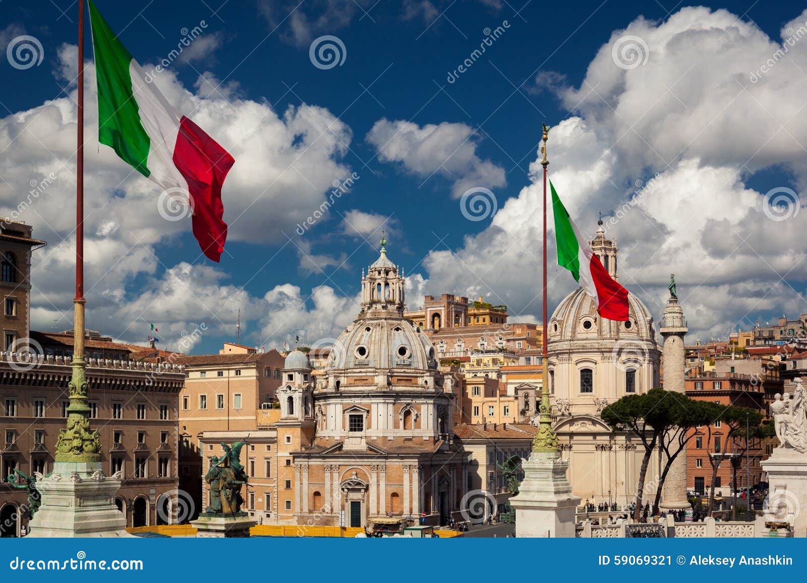The Flag of Italy Blowing in the Wind Stock Image - Image of building ...