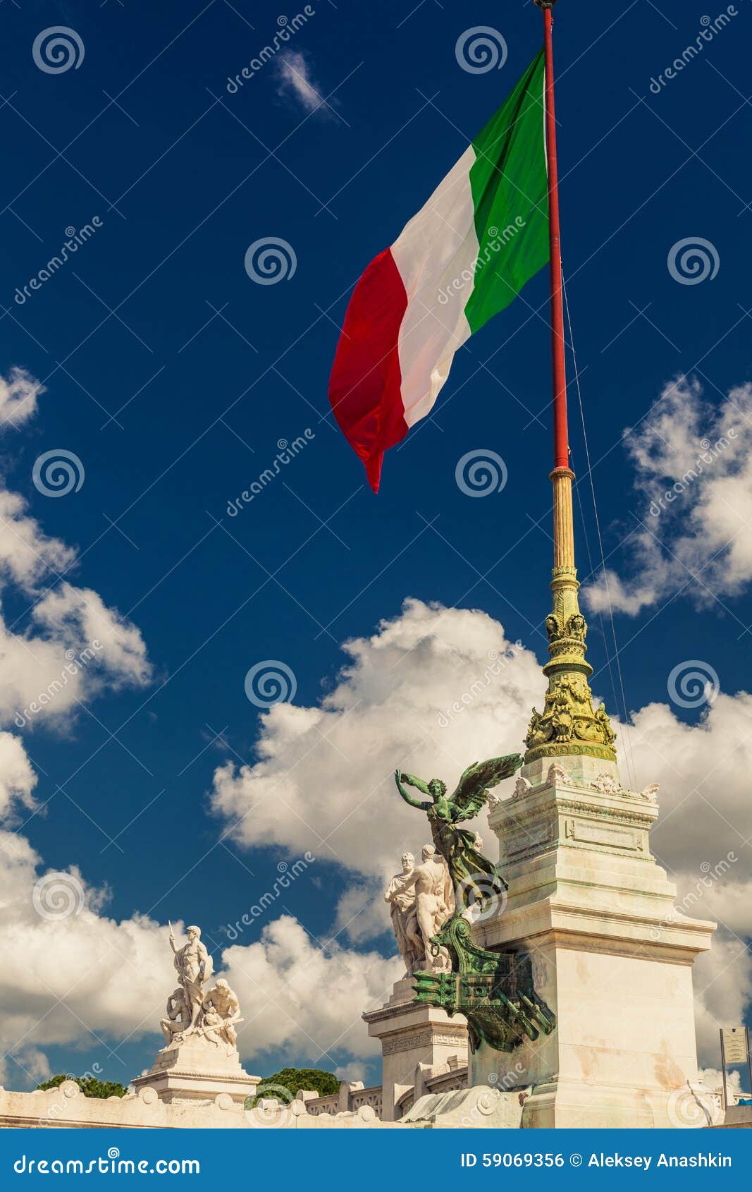 The Flag of Italy Blowing in the Wind Stock Photo - Image of country ...