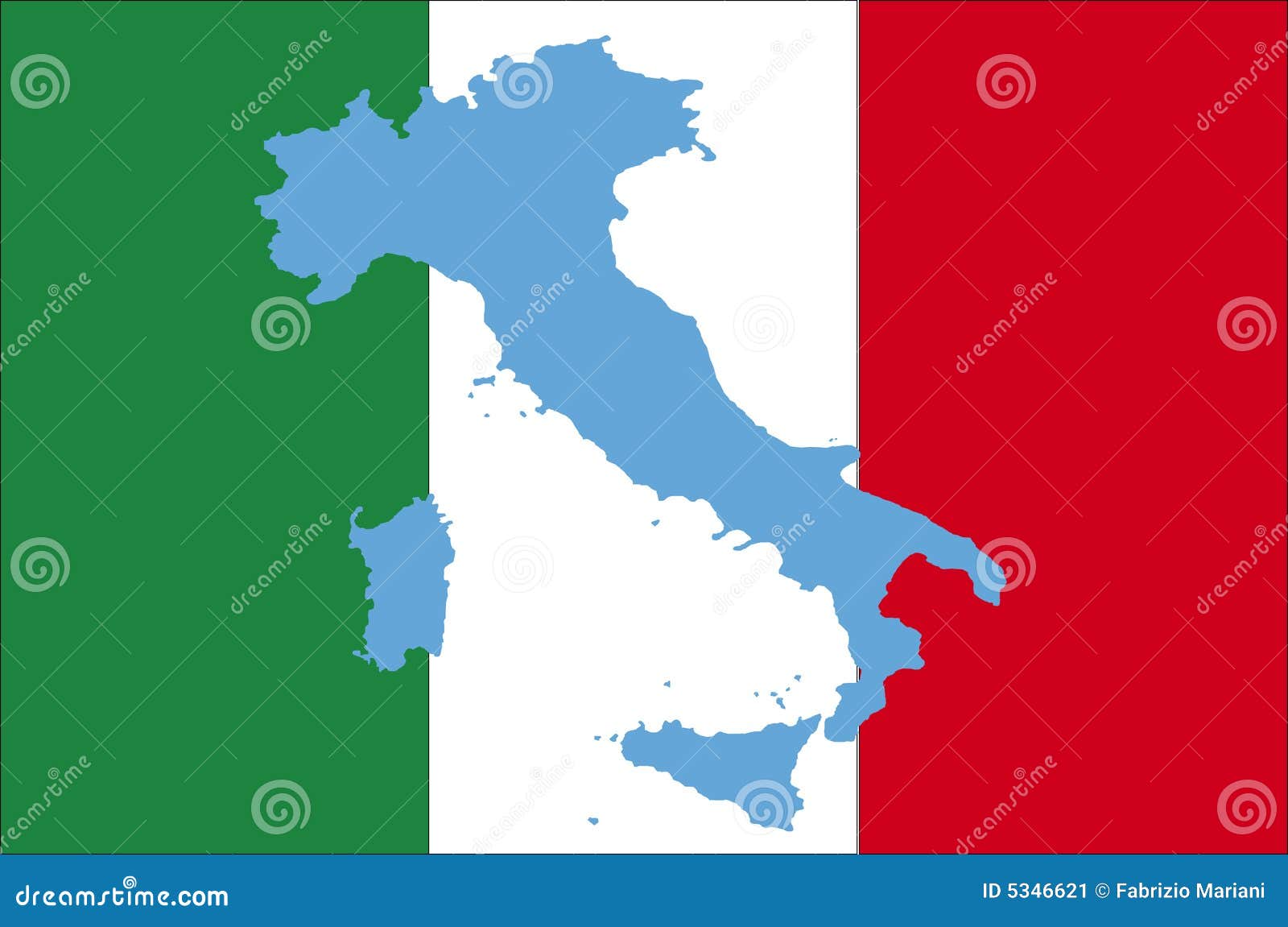 Flag of Italy with Blue Map Stock Illustration - Illustration of ...