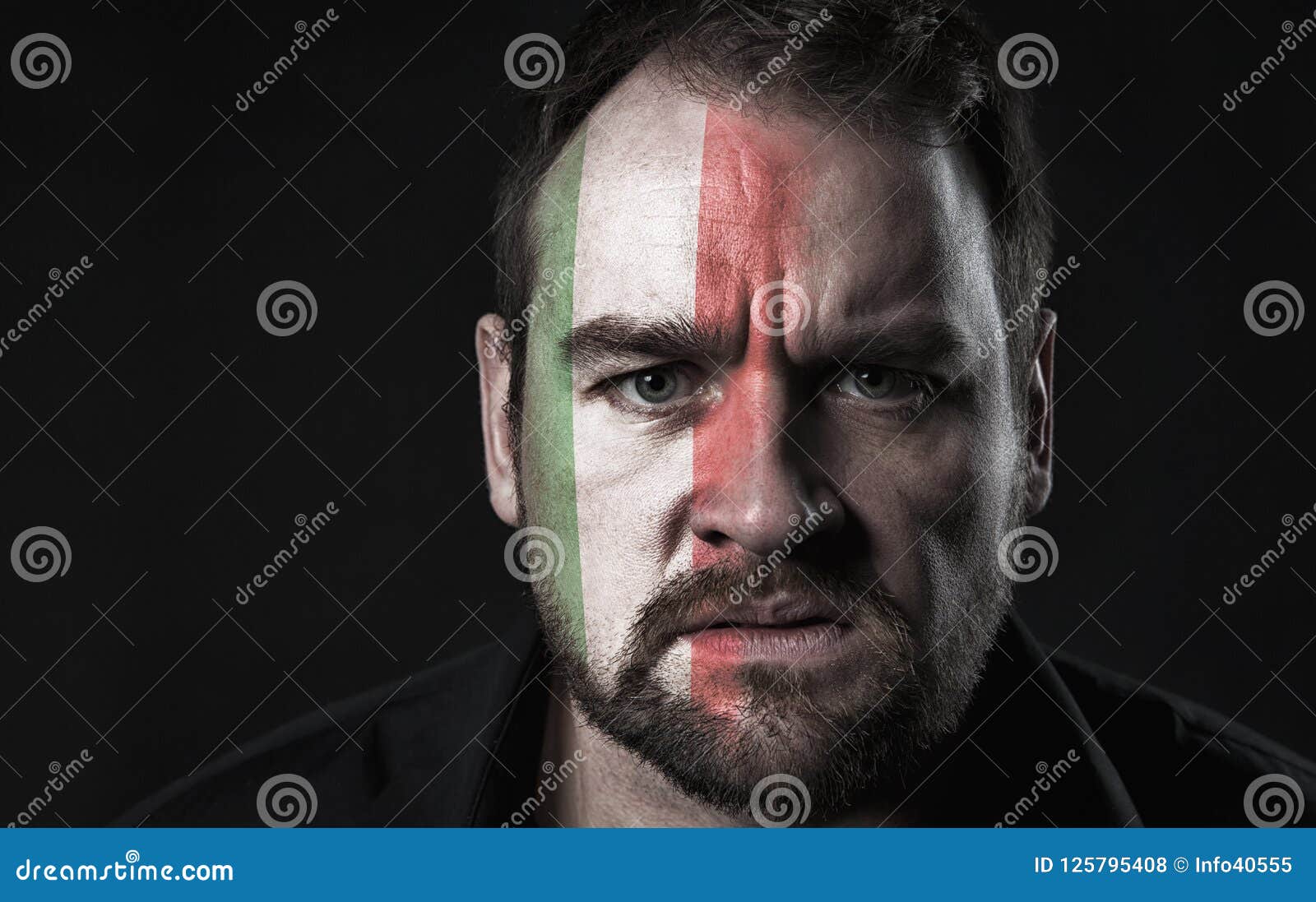 Flag of Italy on face stock photo. Image of flag, beard - 125795408