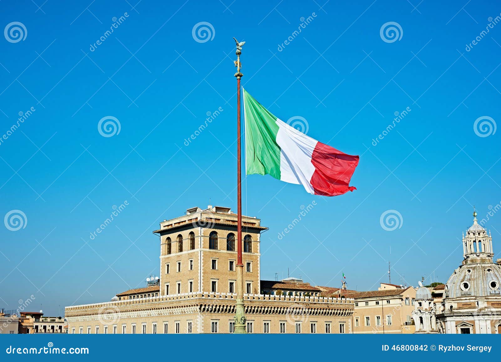 Flag of Italy Over City of Rome Stock Photo - Image of symbol, marble ...