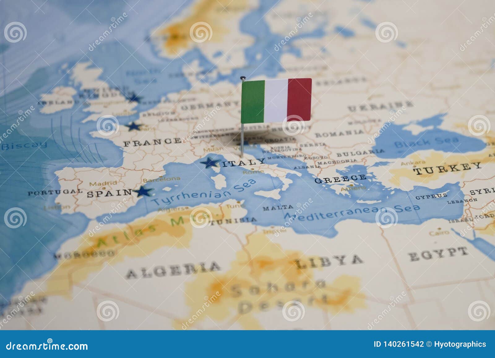 The Flag of Italy in the World Map Stock Photo - Image of national ...