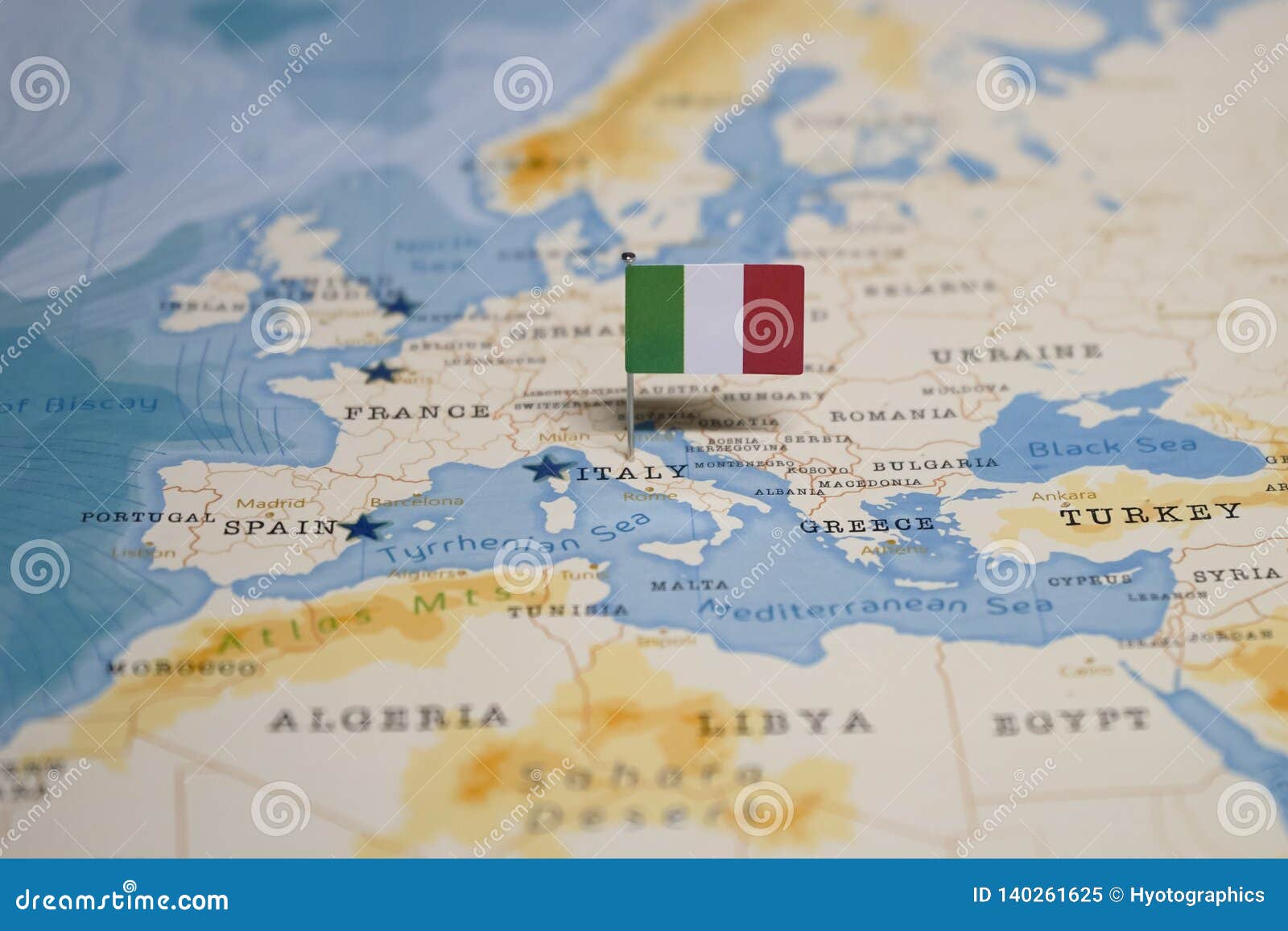 The Flag of Italy in the World Map Stock Image - Image of capital ...