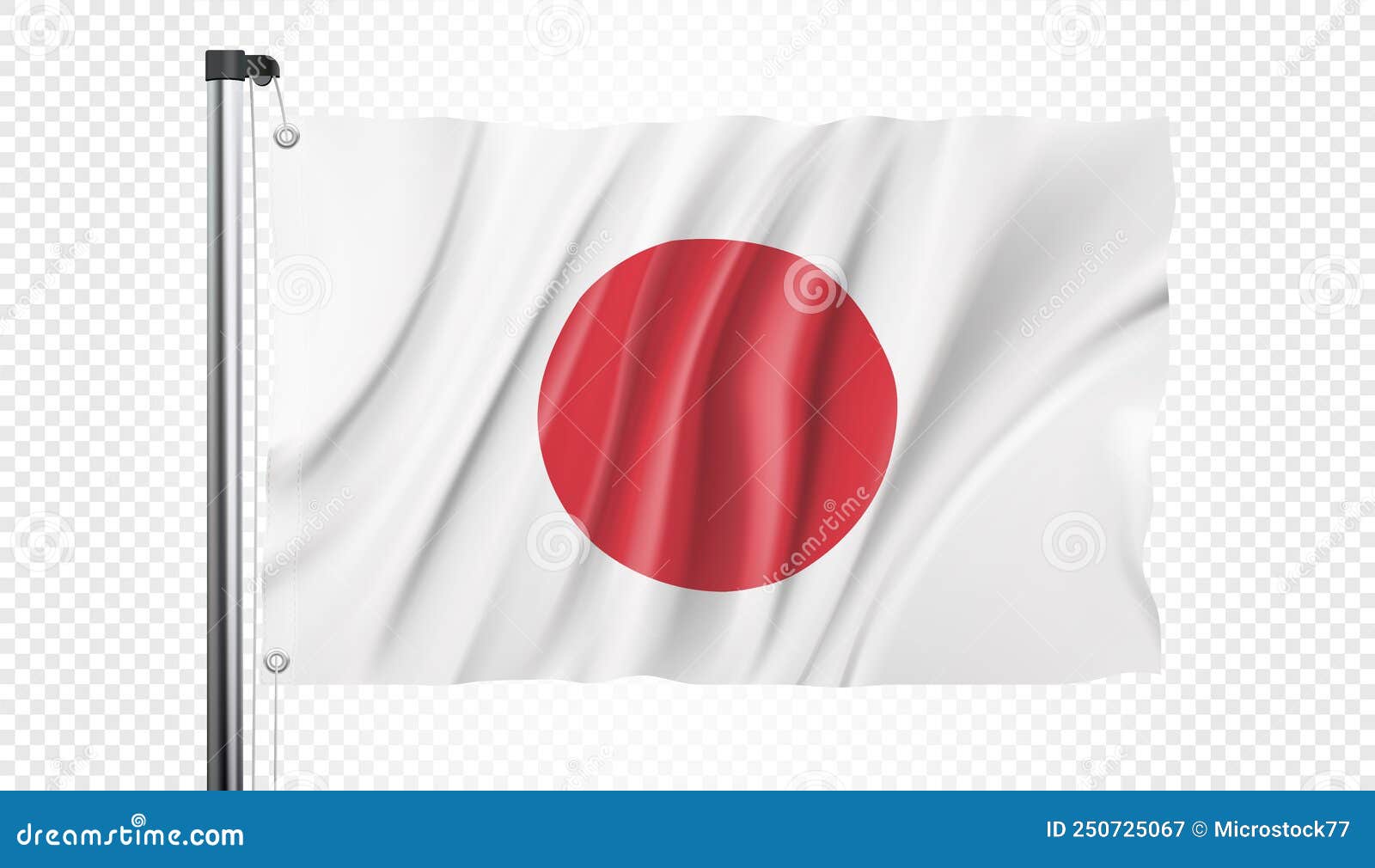 Flag of Japan Isolated on Transparent Background, Realistic Vector ...