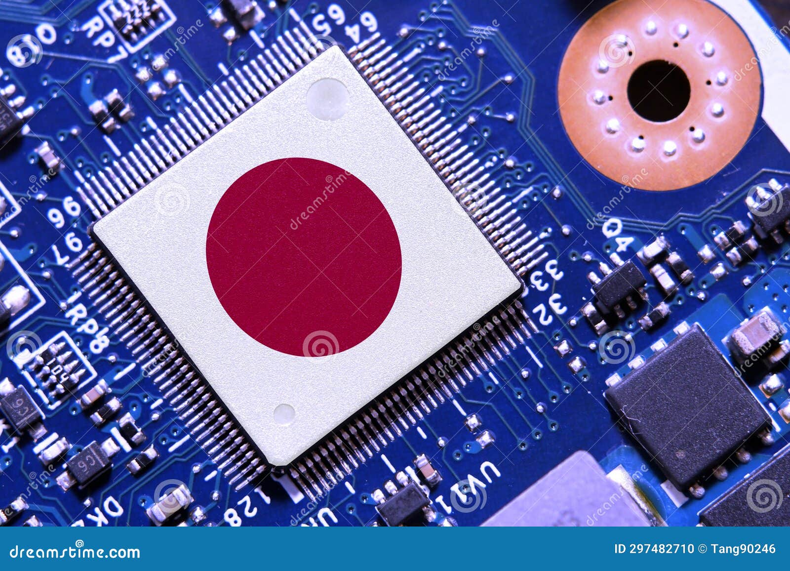 Flag of Japan on Processor, CPU Central Processing Unit or GPU ...