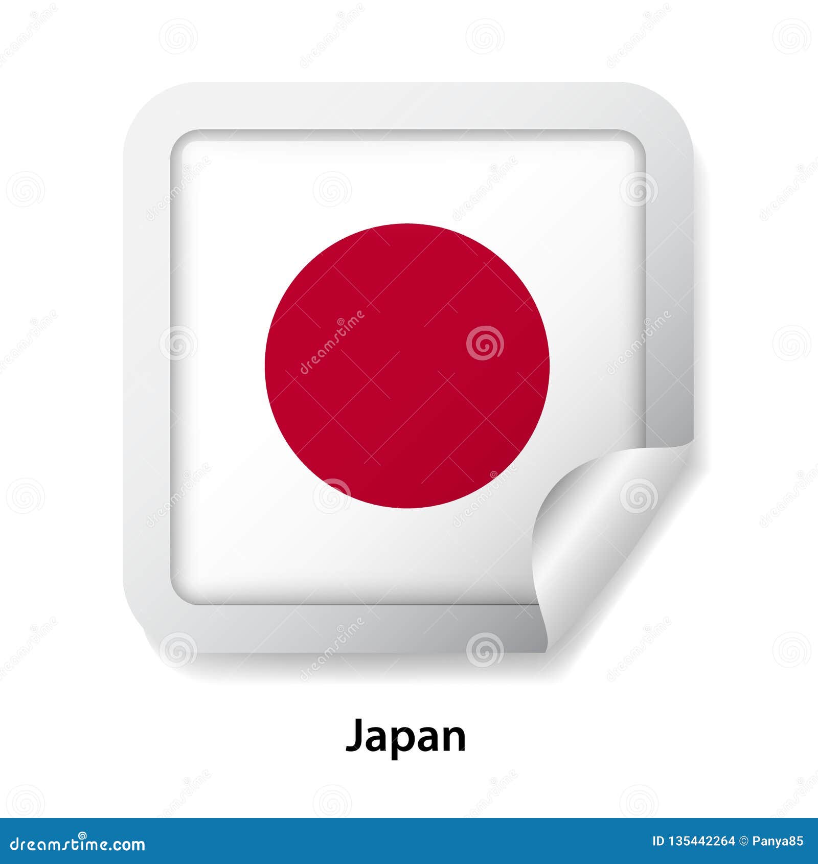 Flag of Japan. Round Glossy Sticker Stock Vector - Illustration of ...