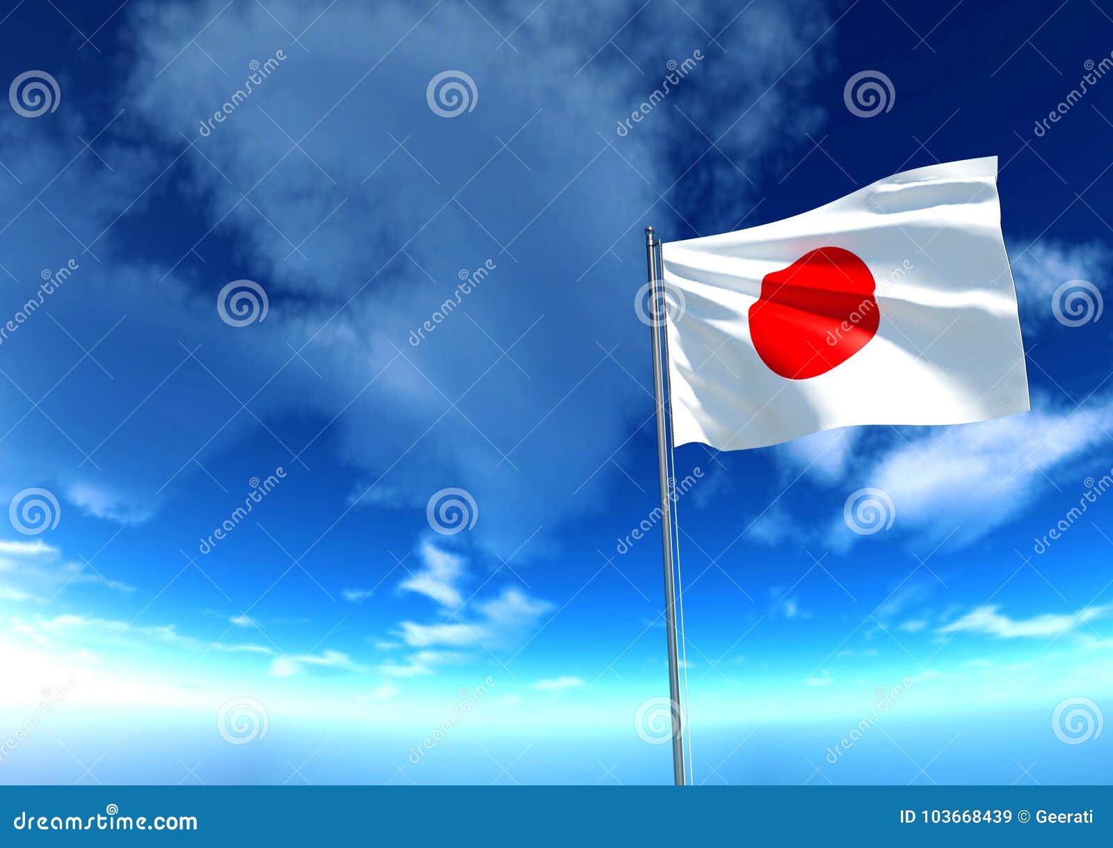 Flag of Japan Under Blue Sky Stock Illustration - Illustration of ...