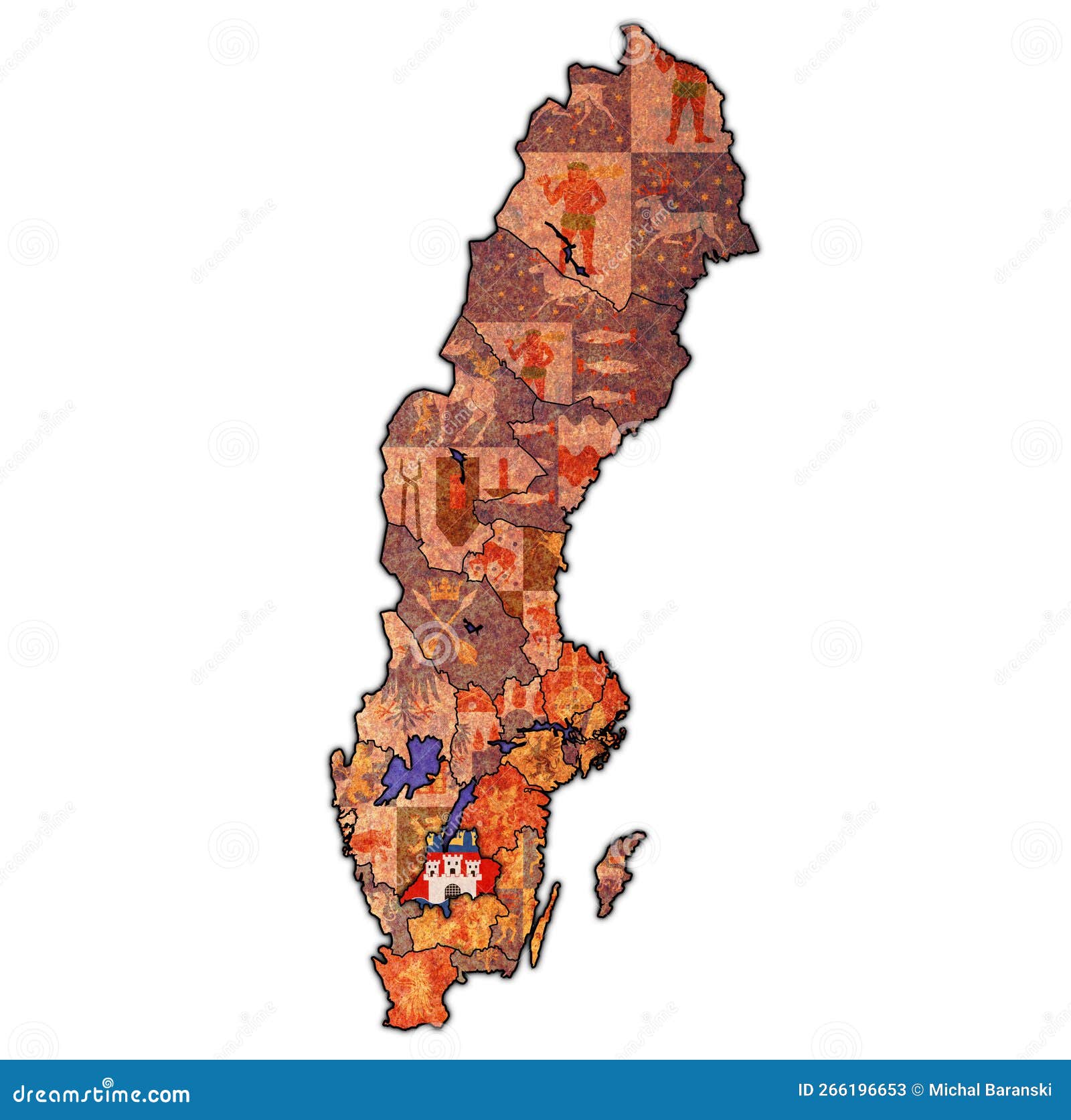 Jonkoping on Map of Swedish Counties Stock Illustration - Illustration ...