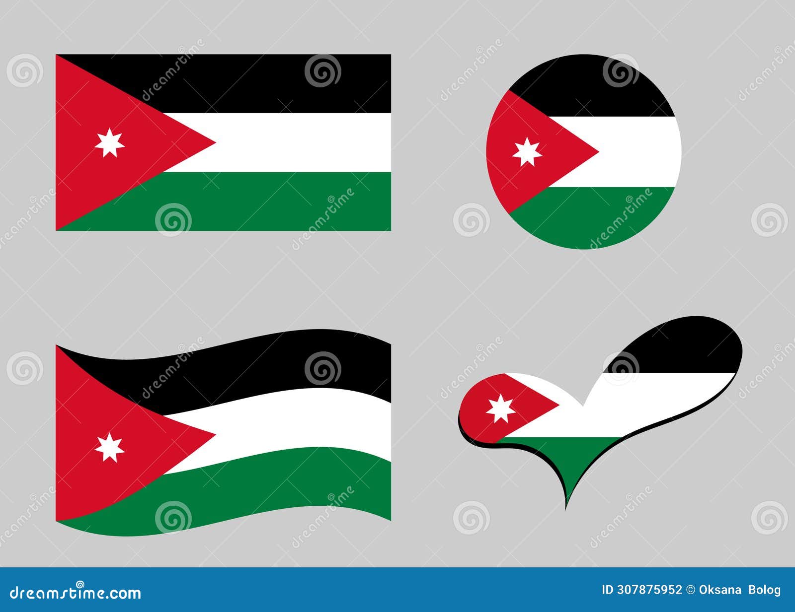 Jordanian Flag. Jordan Flag Variations Stock Vector - Illustration of ...