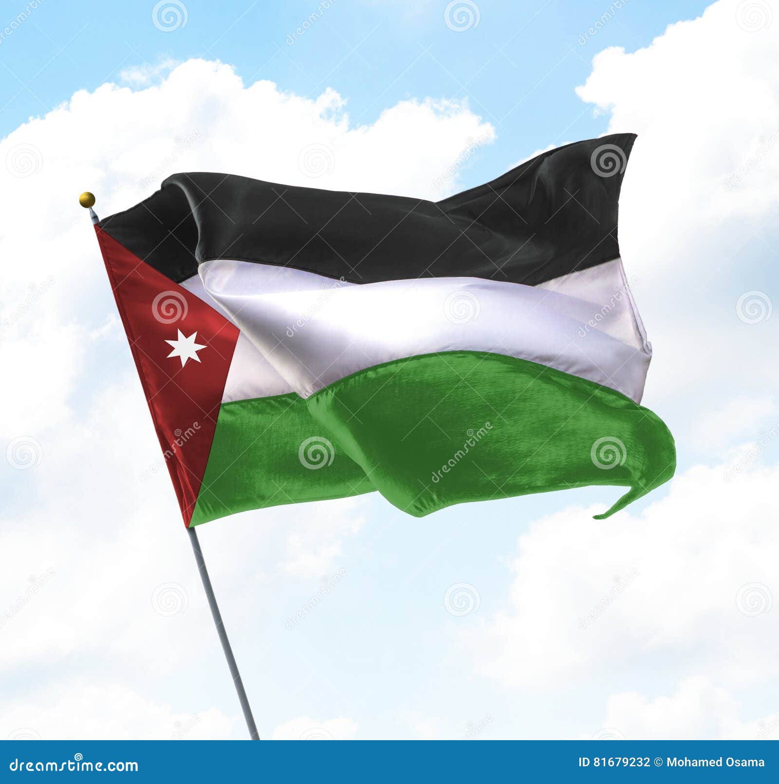 Flag of Jordan stock photo. Image of asian, flying, culture - 81679232