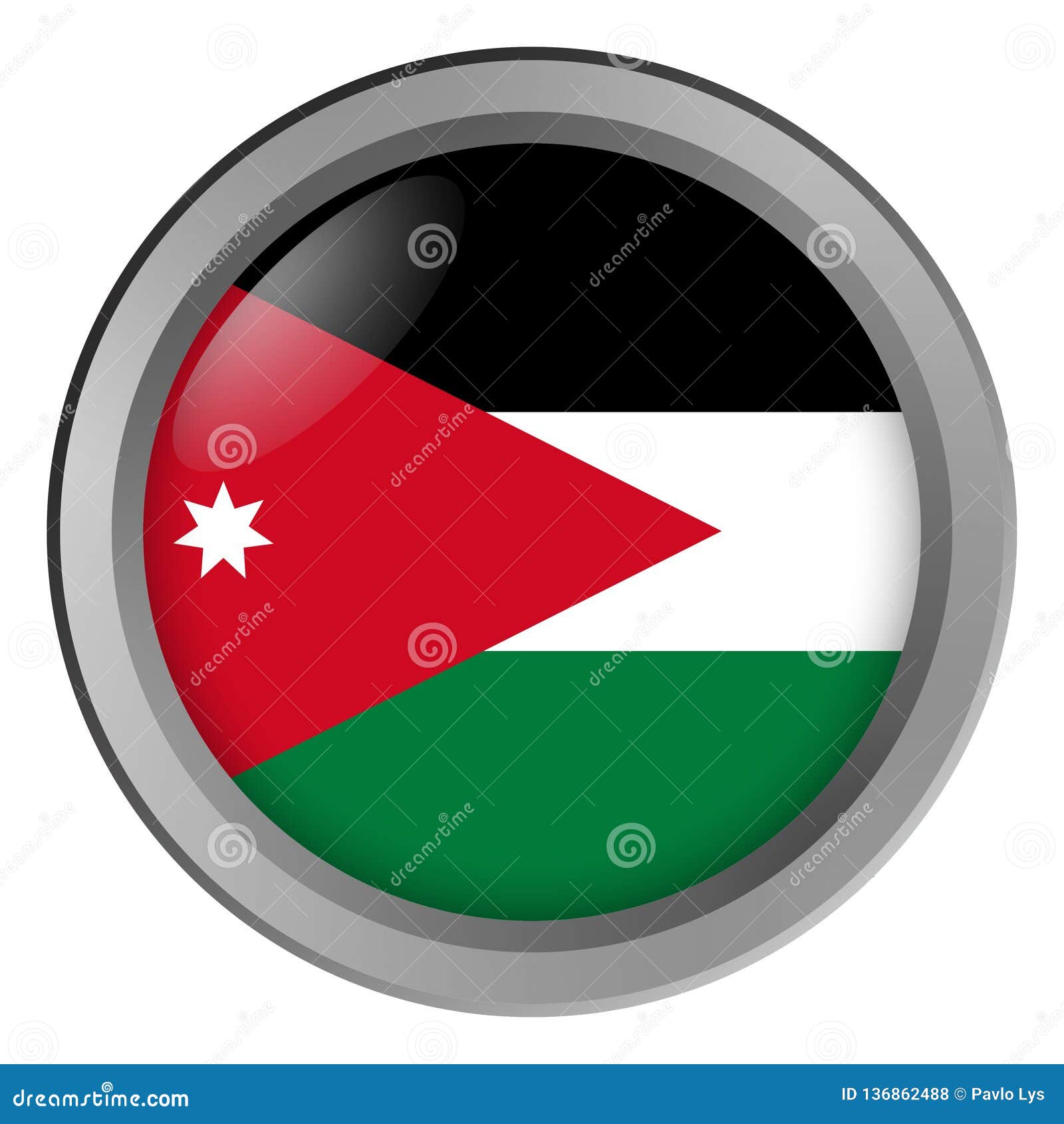Flag of Jordan Round As a Button Stock Illustration - Illustration of ...
