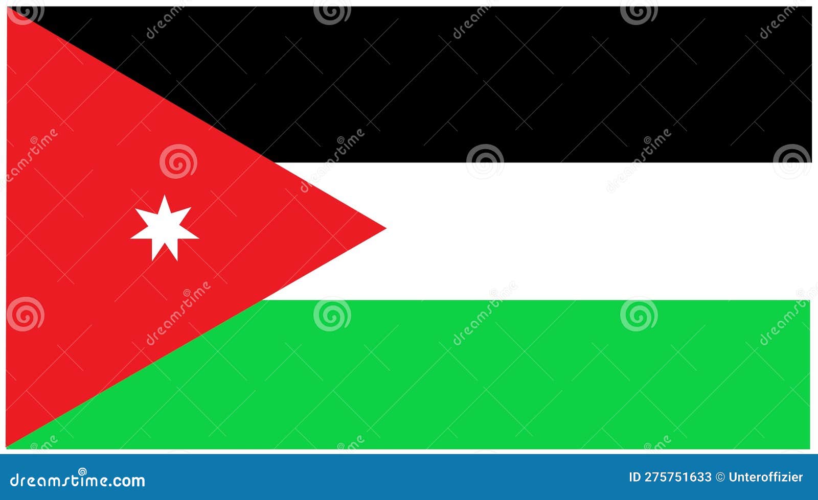 The Flag of Jordan with Three Equal Black White Red Horizontal Bands ...