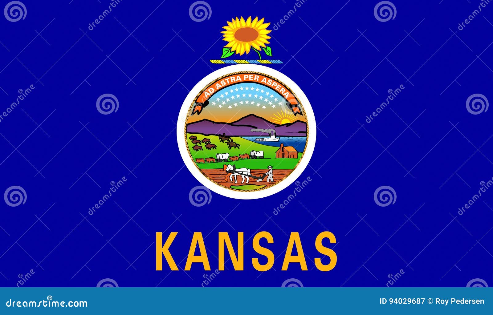 Flag of Kansas stock illustration. Illustration of patriotic - 94029687