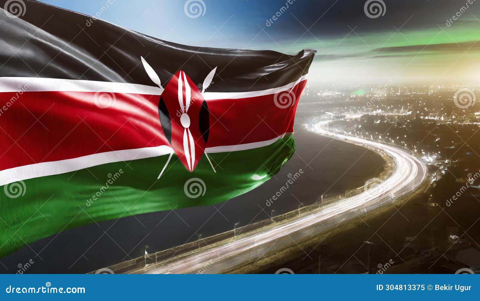 Flag of Kenya stock illustration. Illustration of federal - 304813375