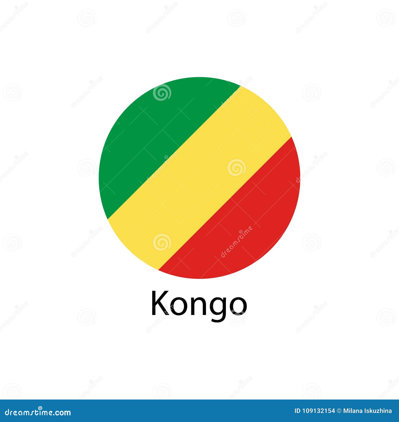 The Flag of Kongo in the Form of a Circle Stock Vector - Illustration ...