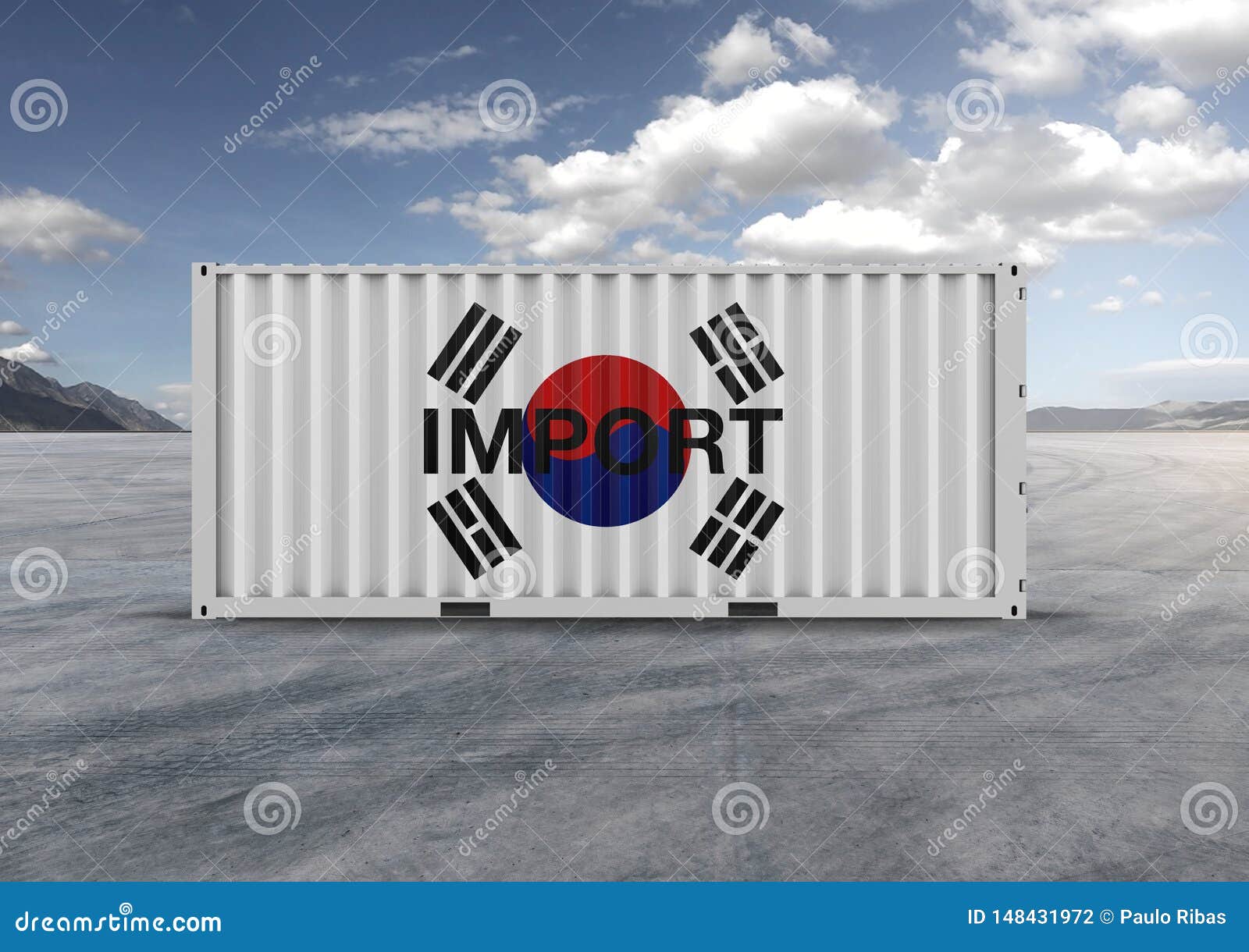 Flag of Korea, Container in 3D Rendering, Ships Stock Illustration ...