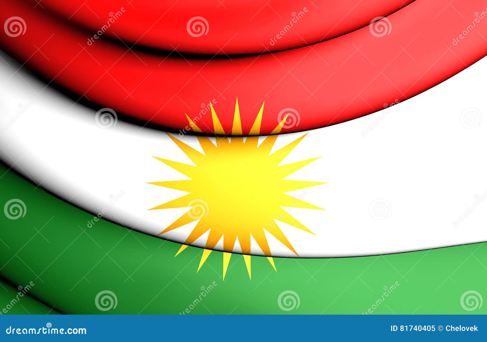 Flag of Kurdistan stock illustration. Illustration of national - 81740405