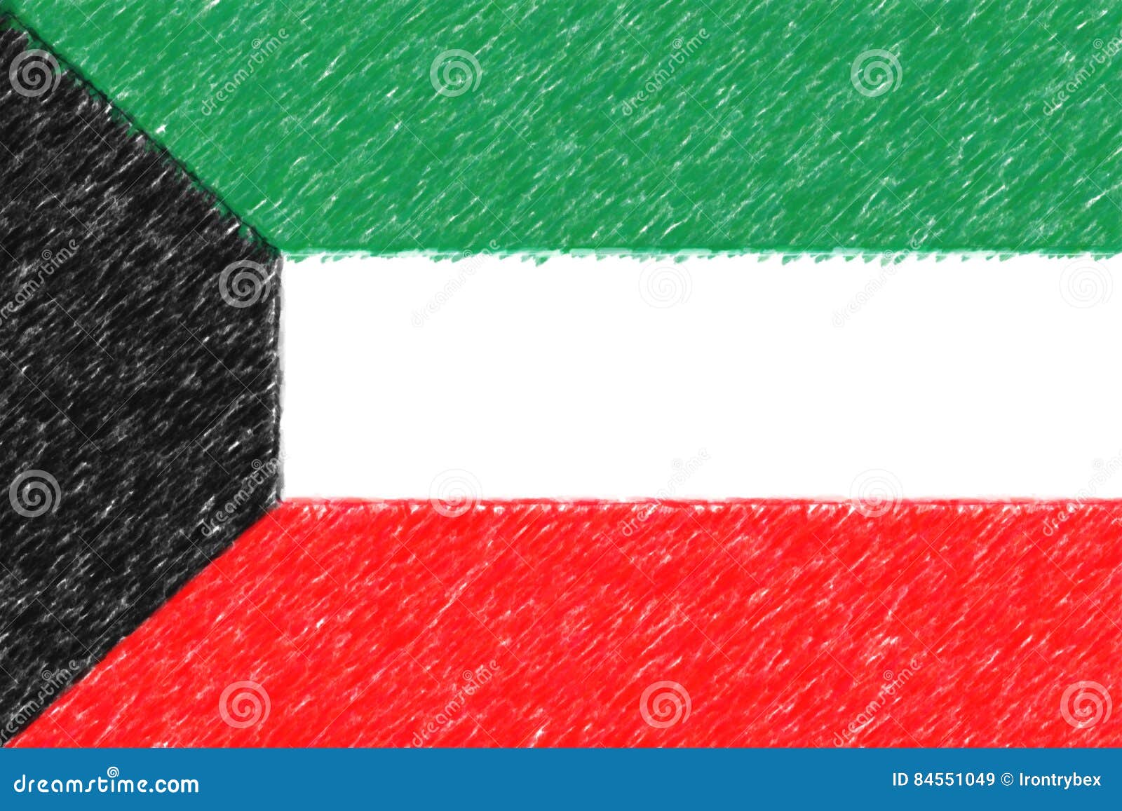Flag of Kuwait Background O Texture, Color Pencil Effect. Stock Image ...
