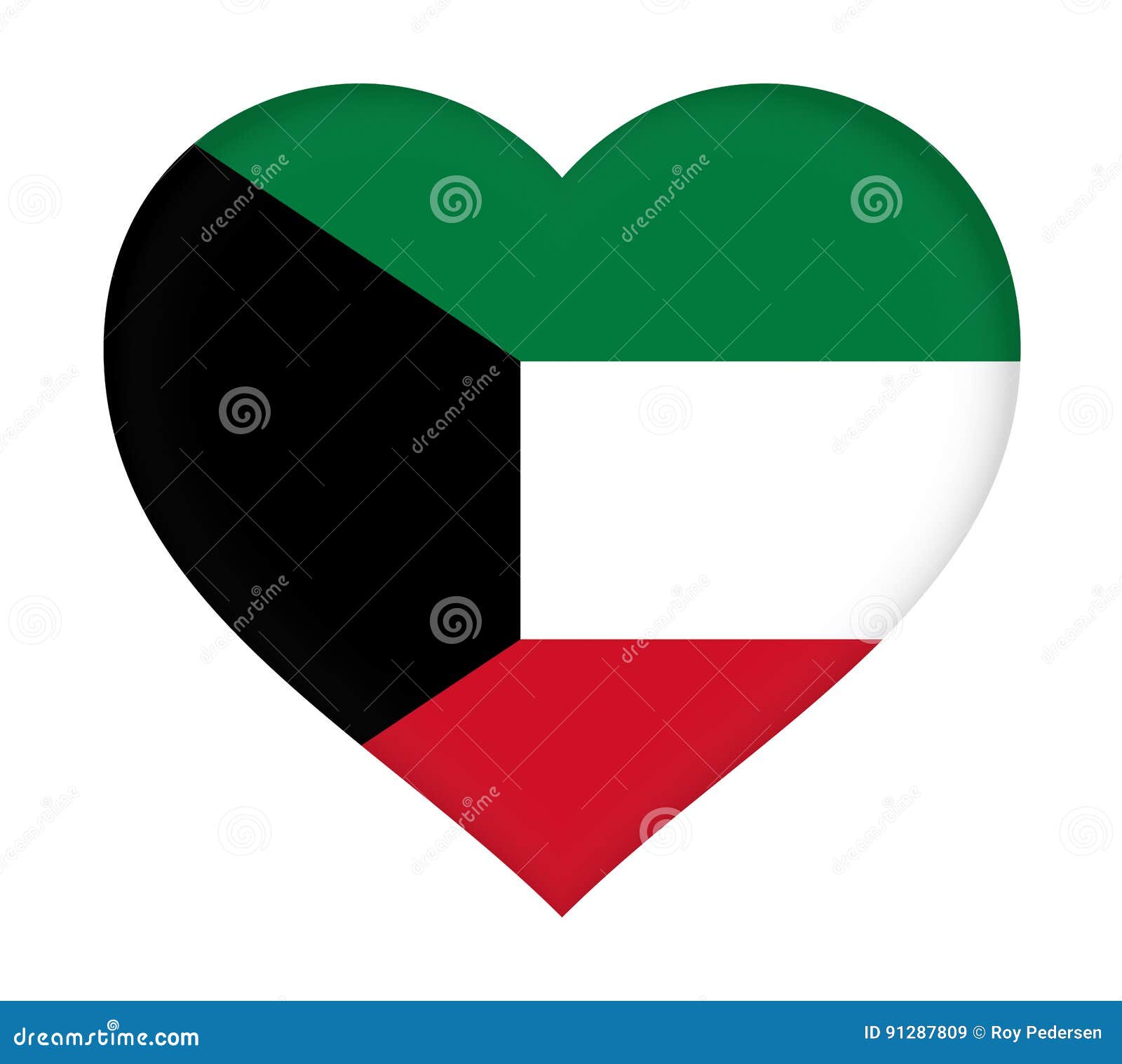 Flag of Kuwait Heart. stock illustration. Illustration of gulf - 91287809