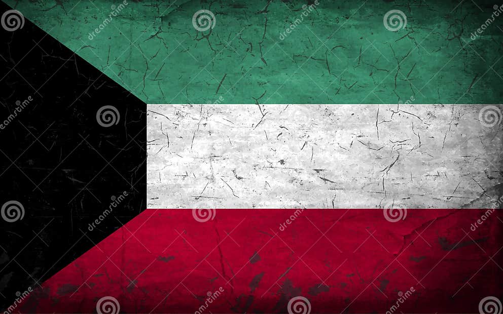 Flag of Kuwait. Old Worn Flag. Vector Illustration Stock Image - Image ...