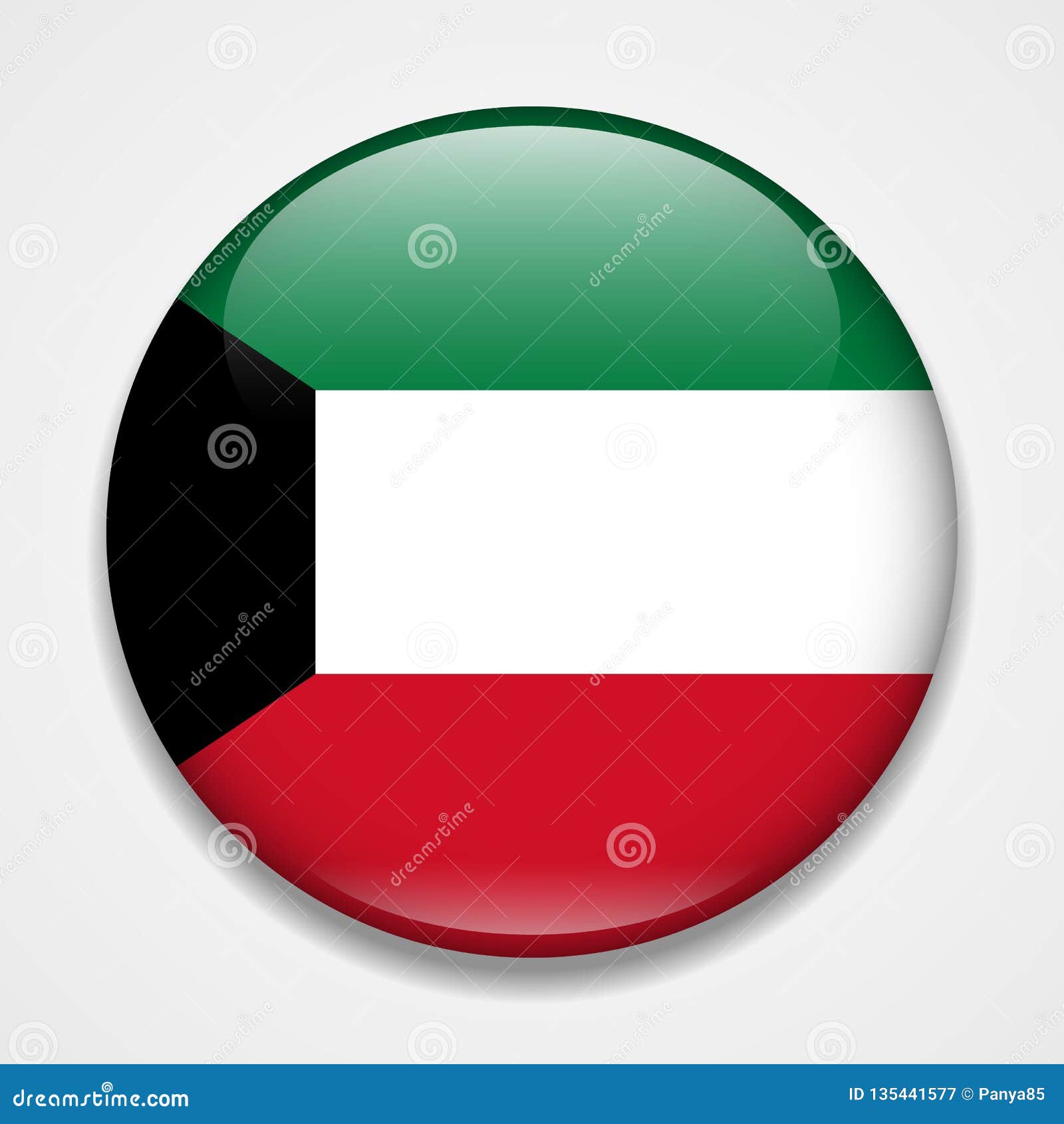 Flag of Kuwait. Round Glossy Badge Stock Vector - Illustration of ...
