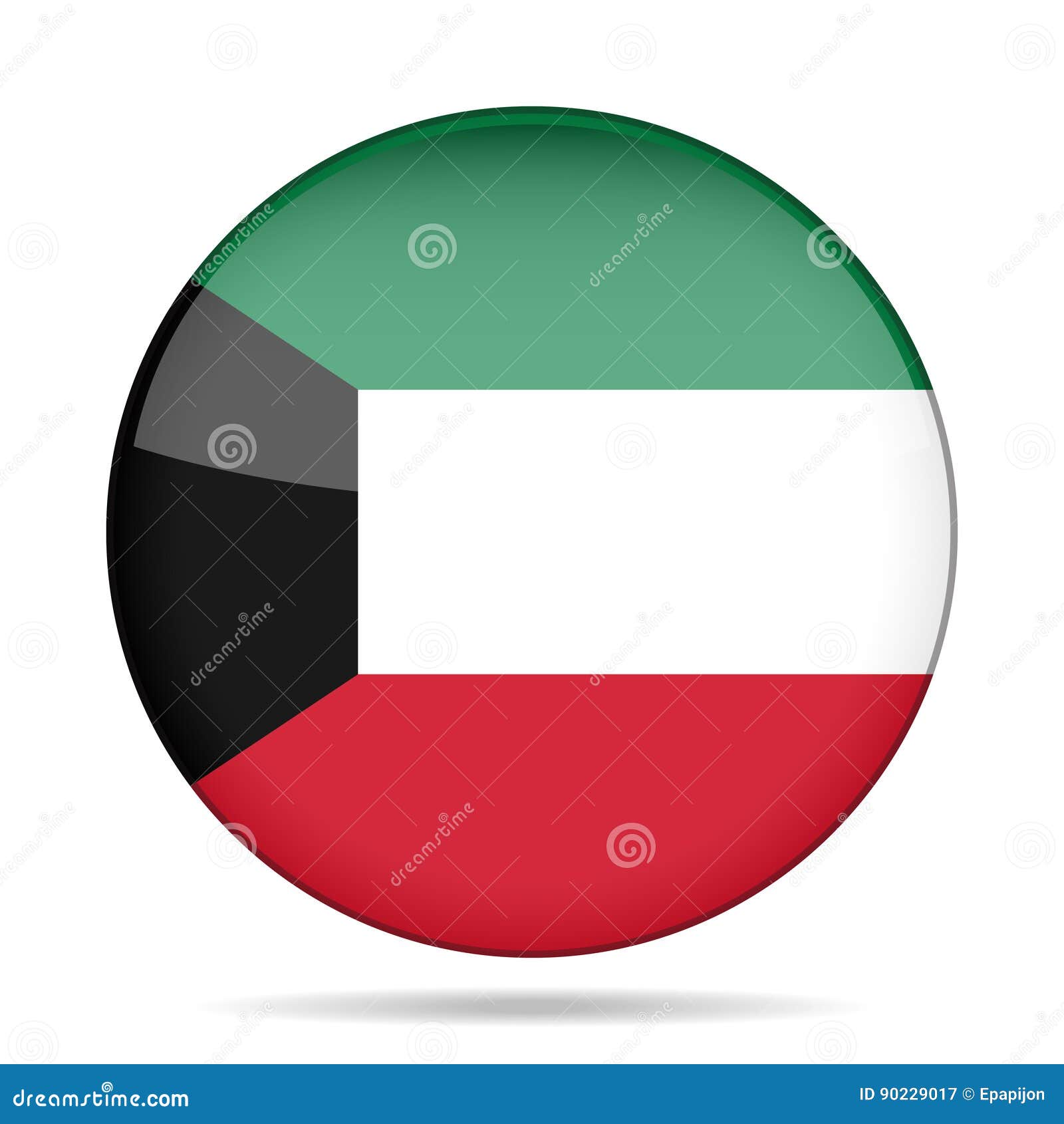 Flag of Kuwait. Shiny Round Button. Stock Vector - Illustration of asia ... Flag of Kuwait. Shiny Round Button. Stock Vector - Illustration of asia ...