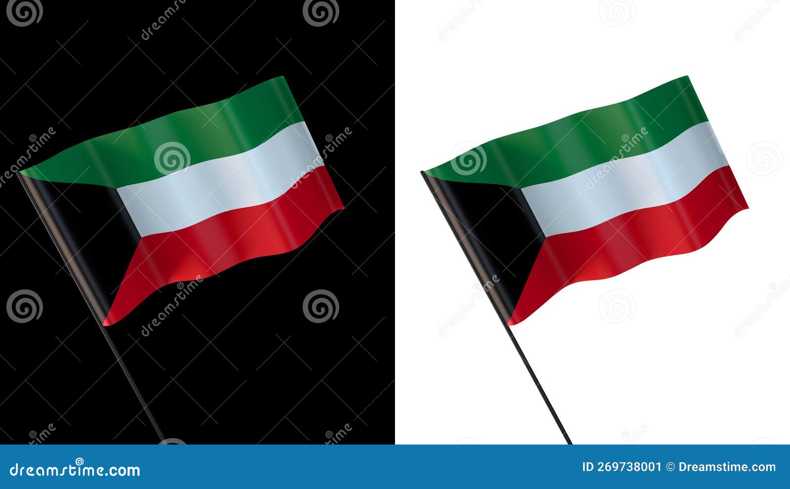 Flag of Kuwait on White and Black Backgrounds Stock Image - Image of ...