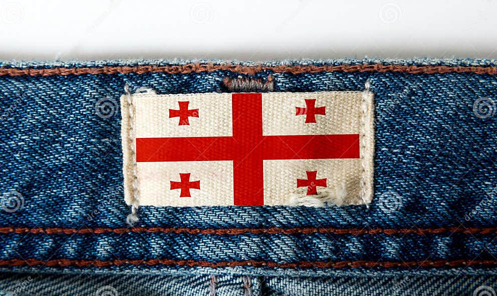 Flag on the label of jeans stock image. Image of official - 230777267