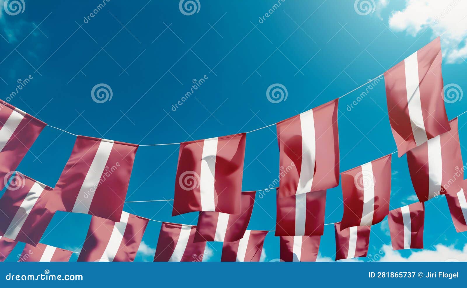 Flag of Latvia Against the Sky, Flags Hanging Vertically Stock ...