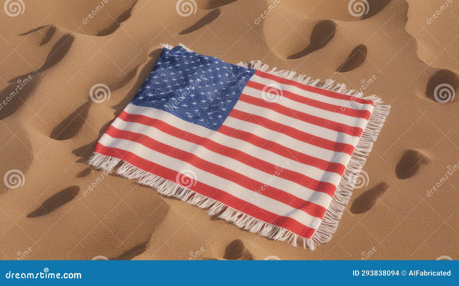 A Flag Laying on a Sandy Surface Stock Illustration - Illustration of ...