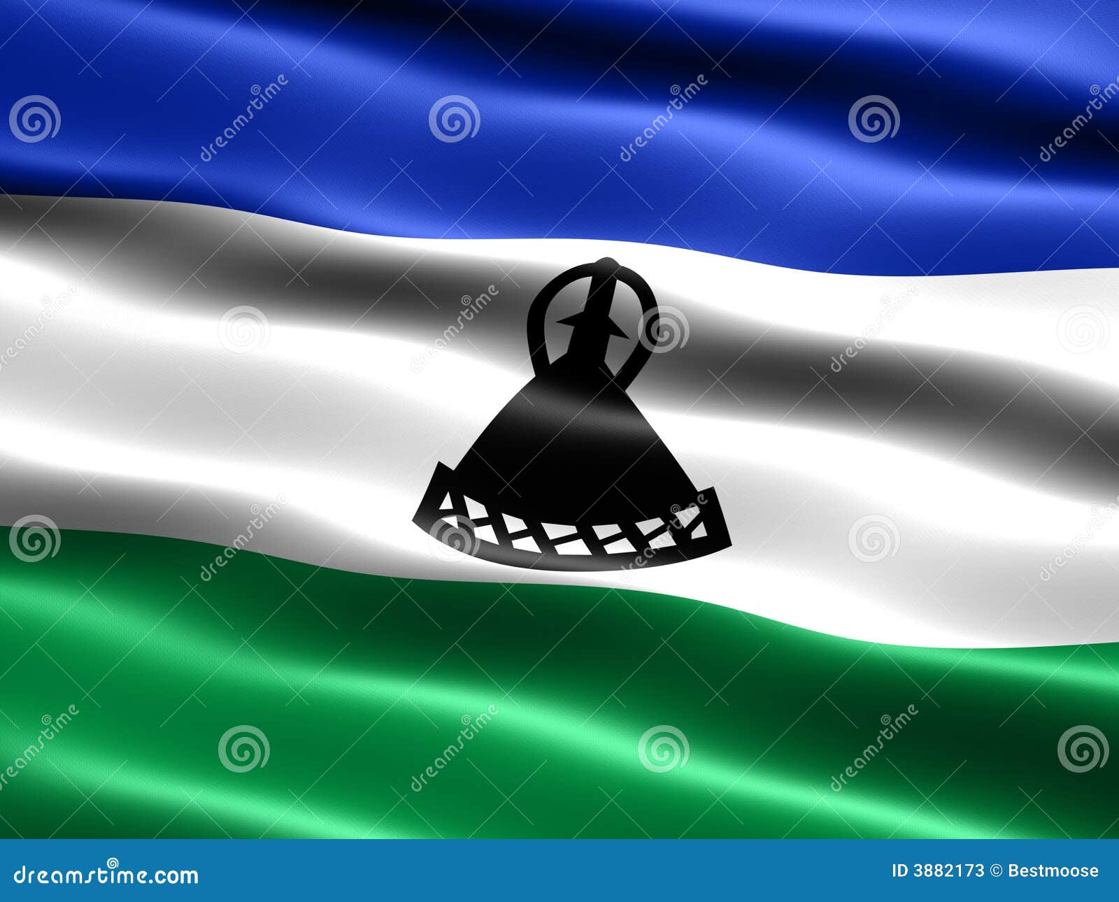 Flag of Lesotho stock illustration. Illustration of basotho - 3882173