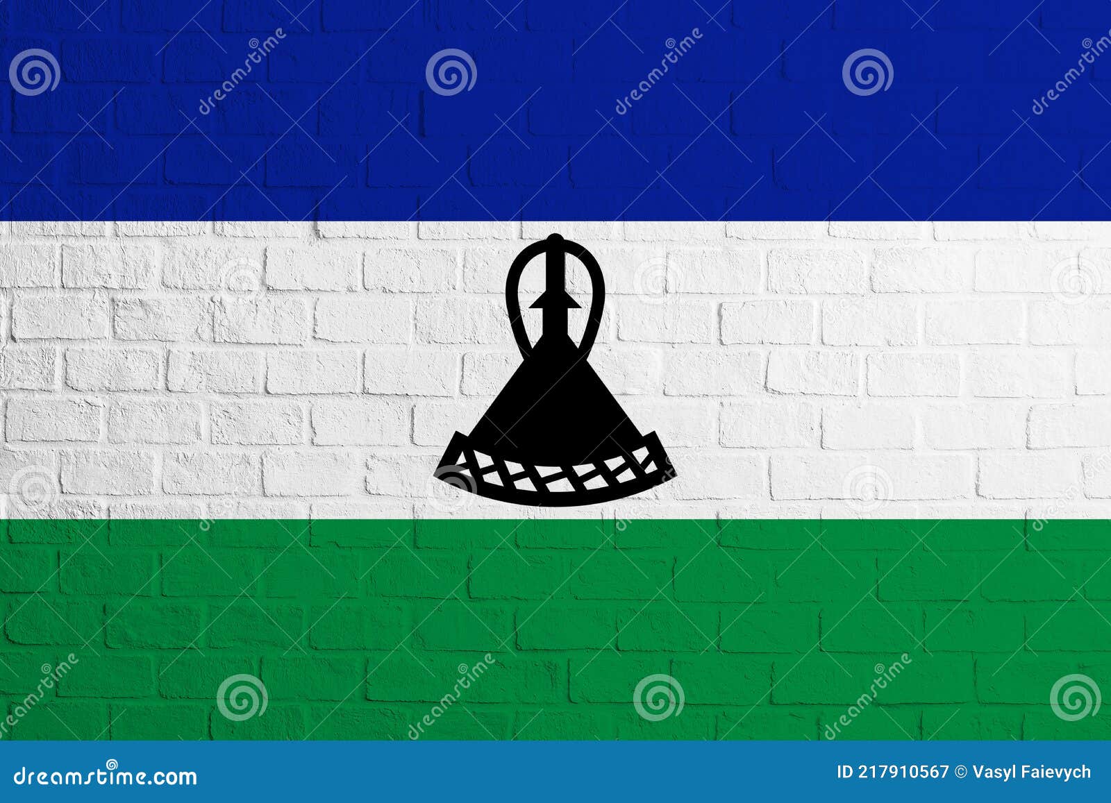 Flag of Lesotho Brick Wall Texture of the Flag of Lesotho Stock Image ...